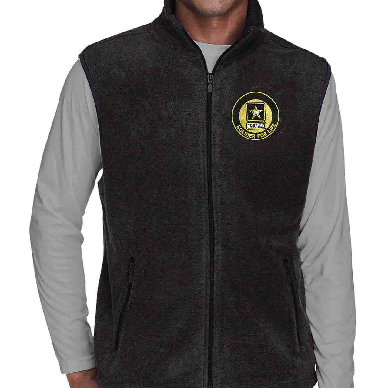 Custom Embroidered U.S. Army Soldier For Life on Fleece Vest