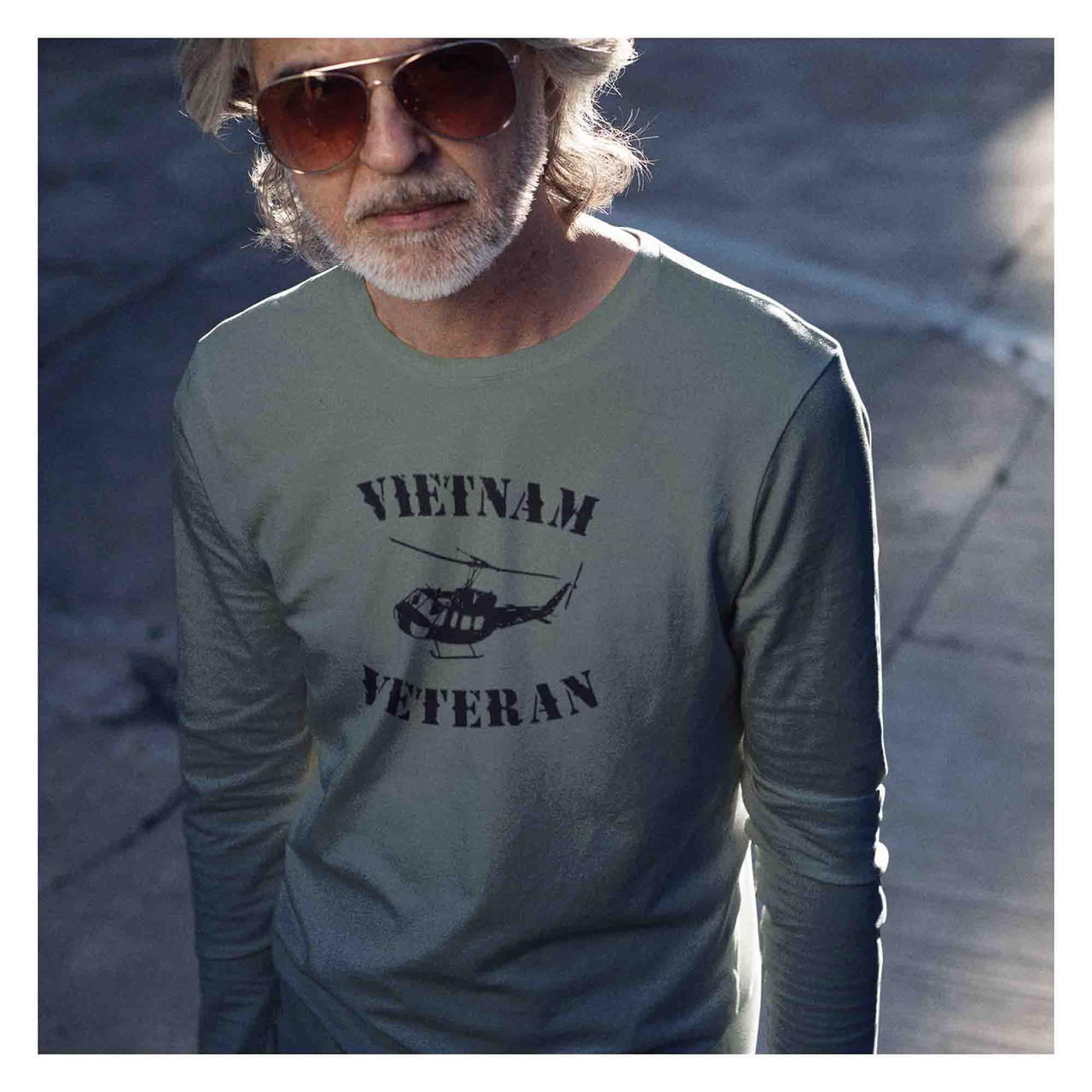 Vietnam Veteran Huey Long Sleeve T-Shirt with Black Vietnam Veteran ...