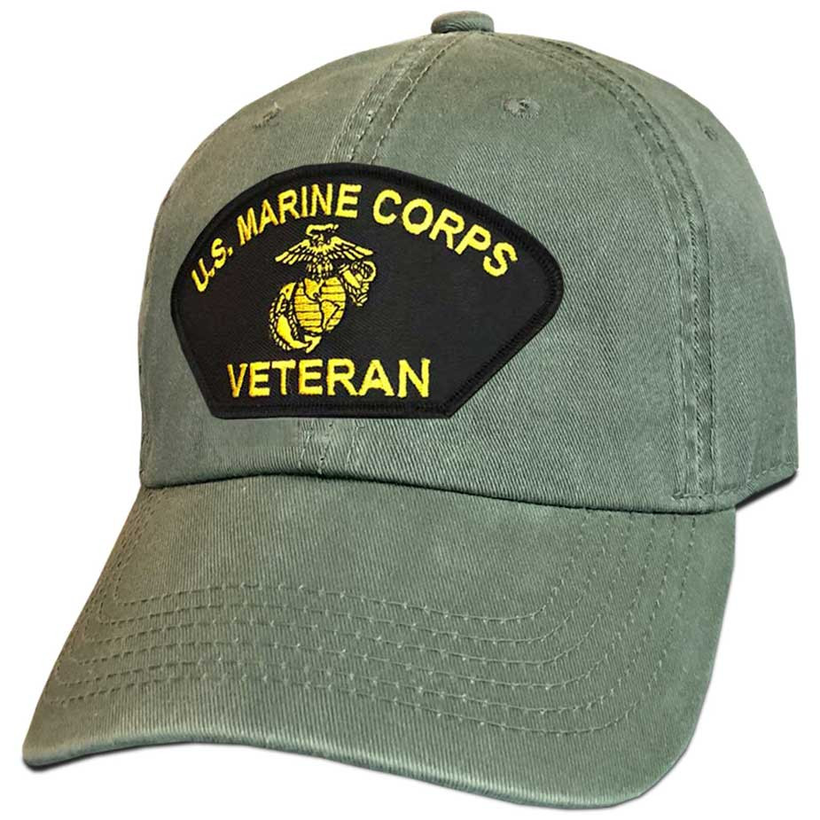 USMC Veteran Black V Veteran Hat with USMC Logo