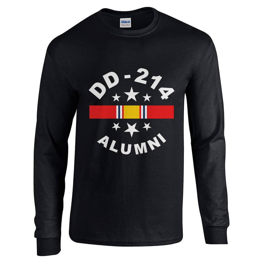 US Veteran Long Sleeve Black Shirt with DD-214 Alumni and National ...