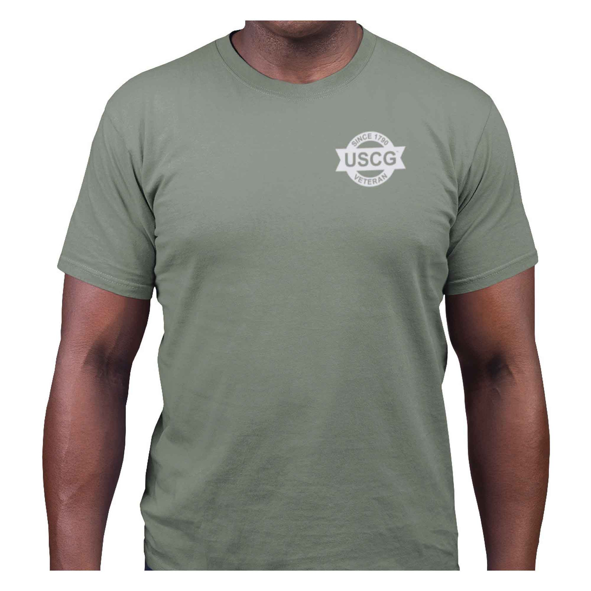 U.S. Coast Guard Veteran Custom Circle and Ribbon Graphic 2-sided T-shirt