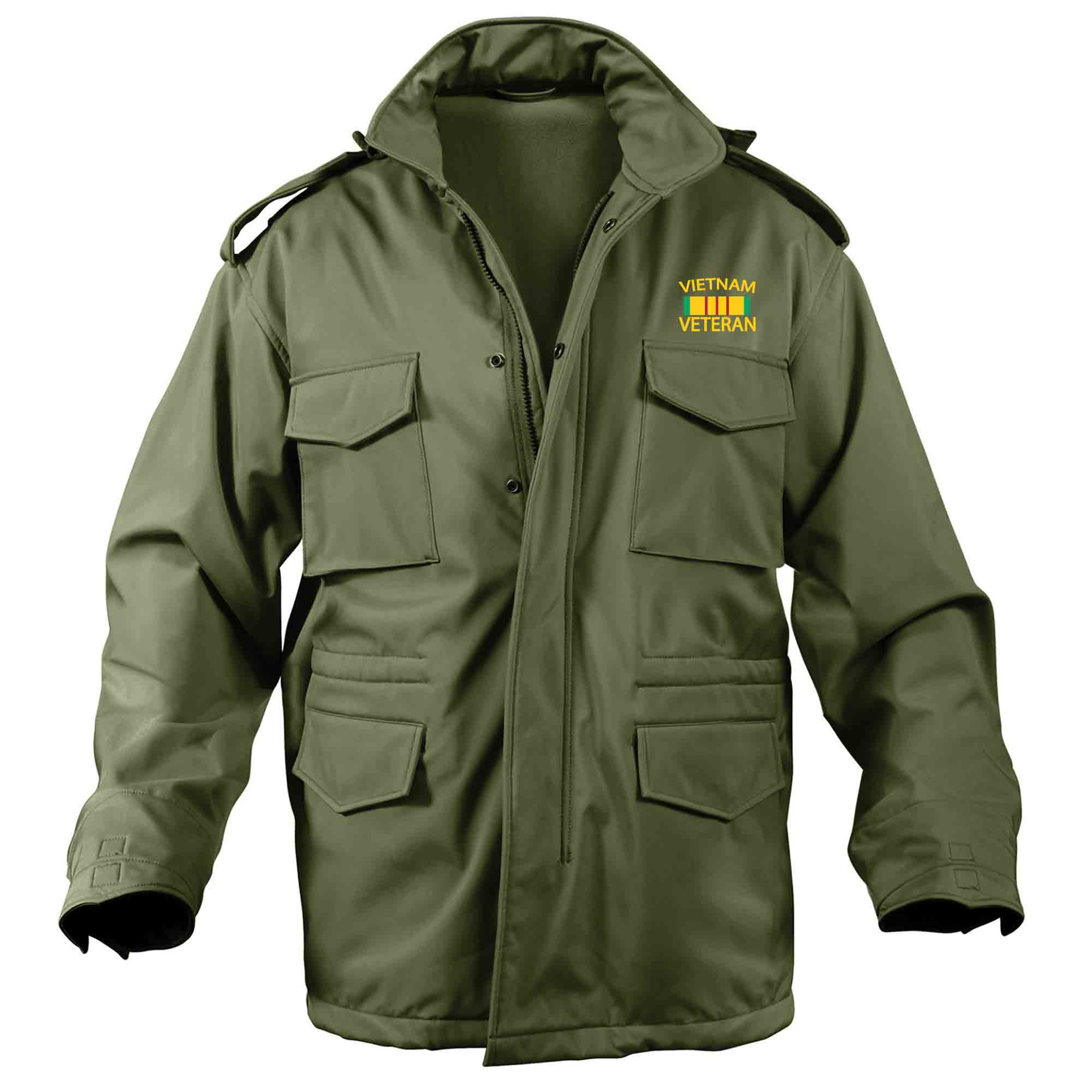 Custom Embroidered Vietnam Veteran with Service Ribbon Soft Shell M-65 ...