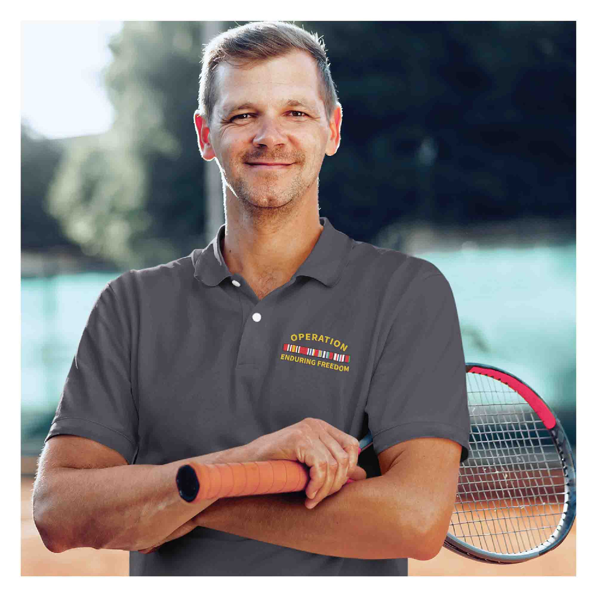 Operation Enduring Freedom Veteran Polo with Service Ribbon Embroidered