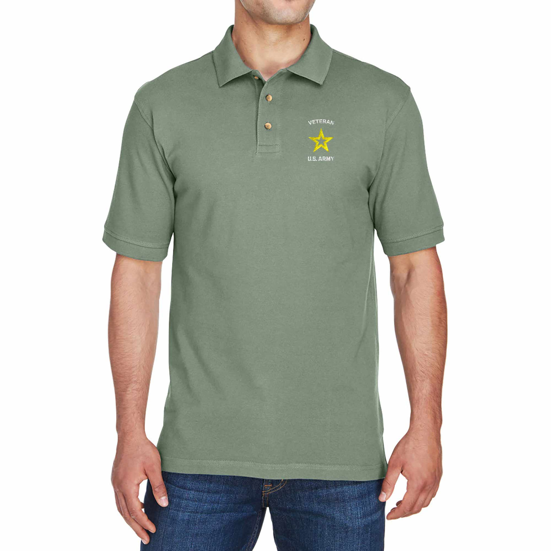 Officially Licensed US Army Veteran Polo Shirt Black