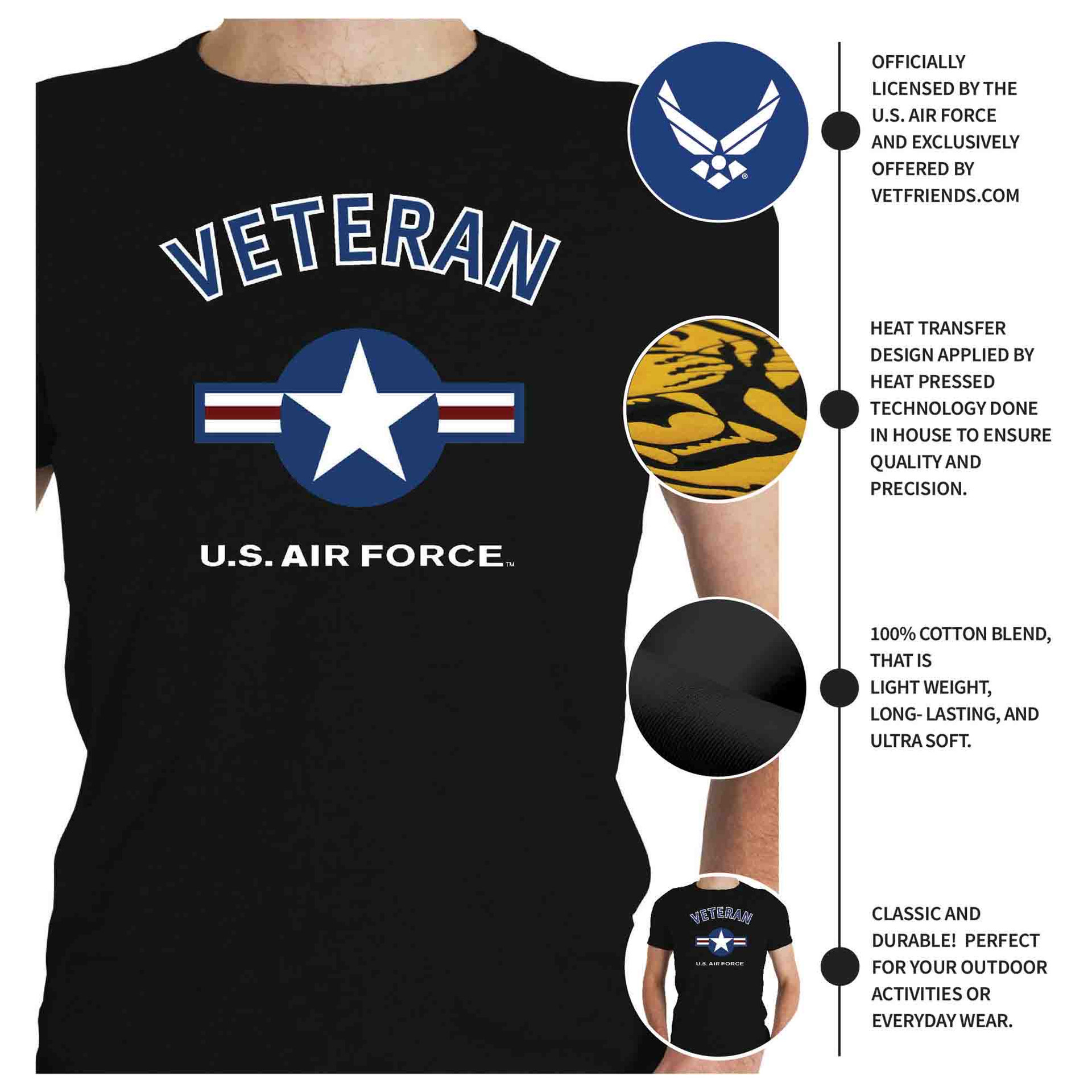 Air Force Veteran T-Shirt with USAF Roundel Graphic