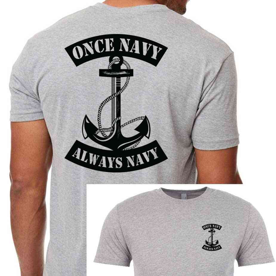 Once Navy Always Navy Anchor Grey and Black T-shirt