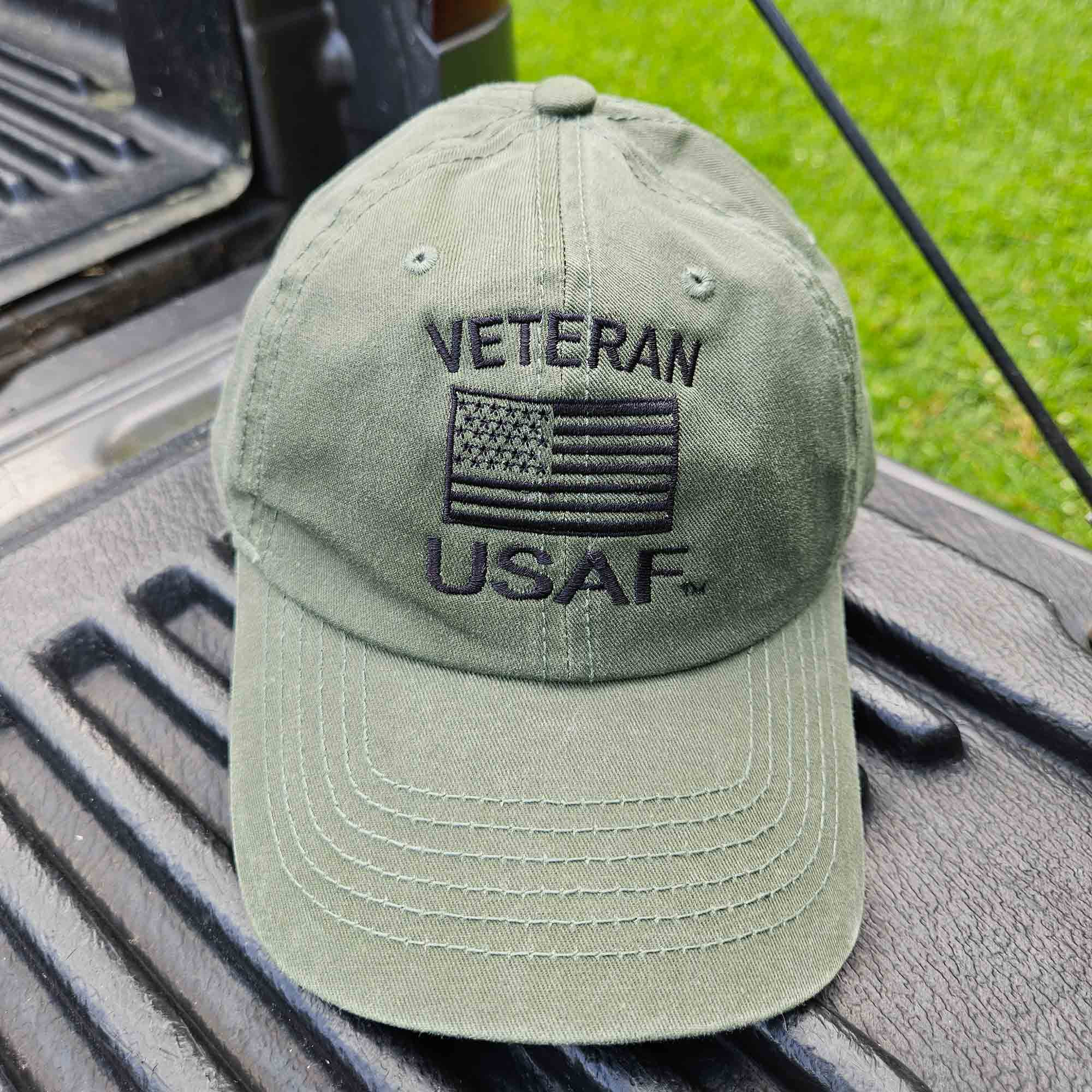 USAF Veteran Hat with Embroidered American Flag