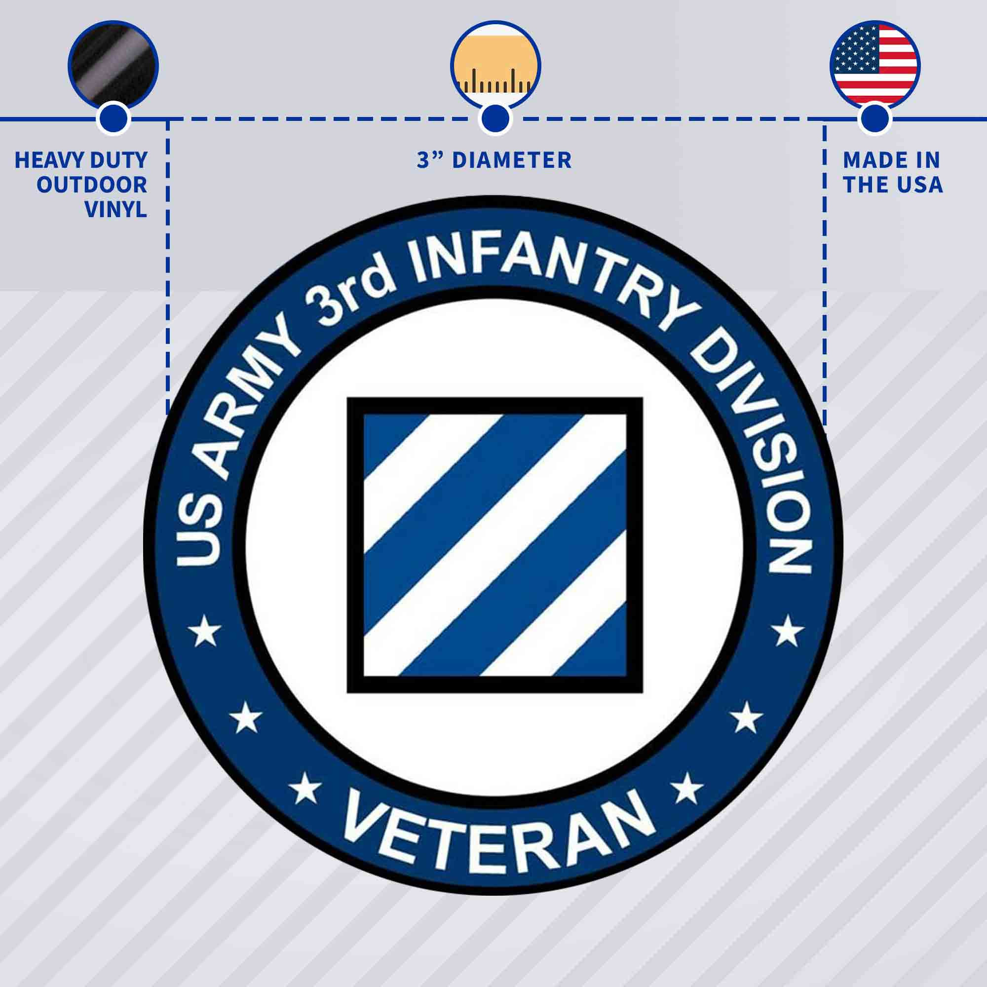 Army Veteran Circle Decal Sticker with 3rd Infantry Division Graphic ...