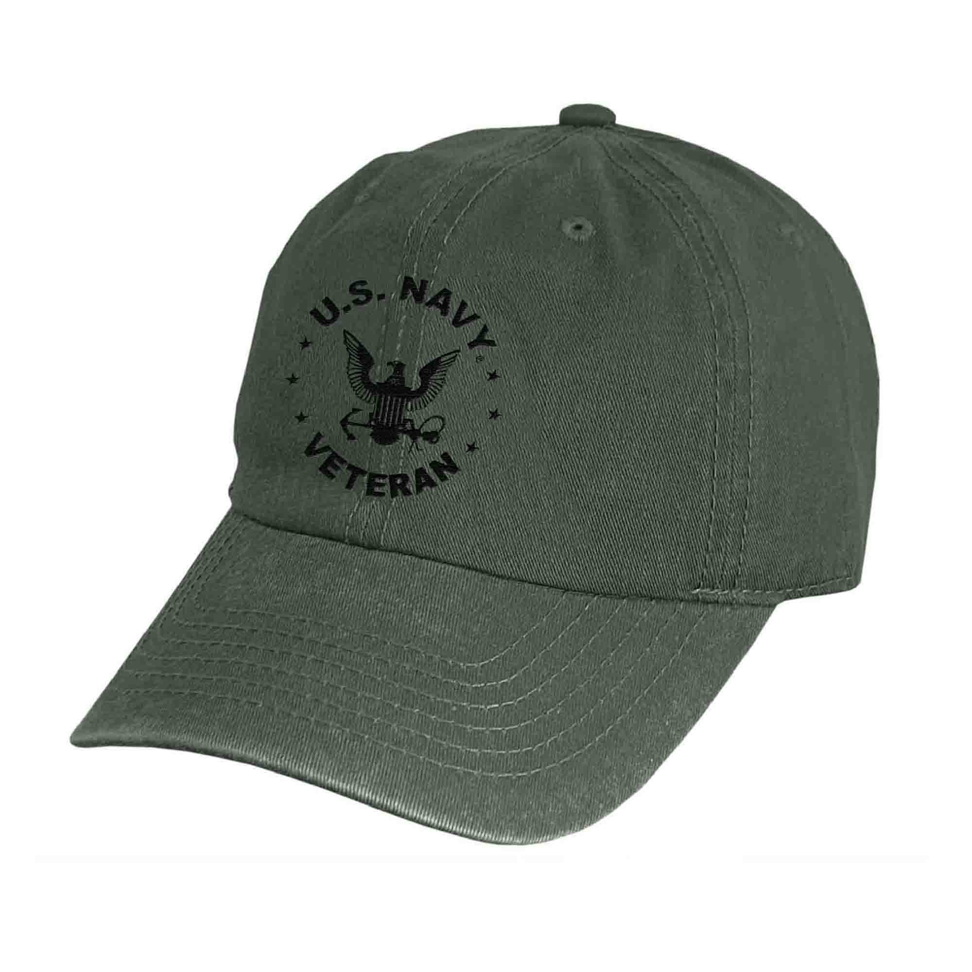 US Navy Veteran Hat with Embroidered Eagle and Anchor Emblem