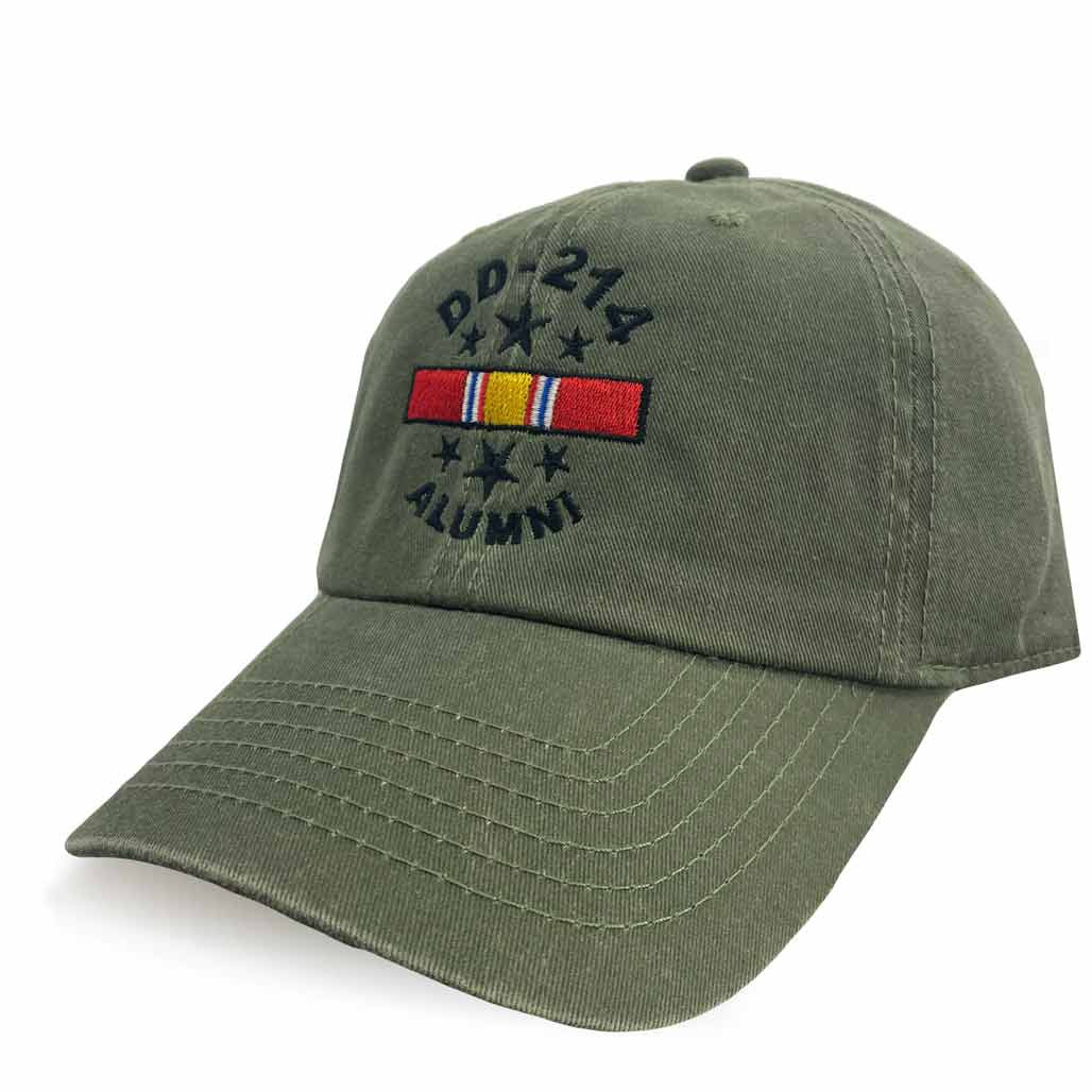 US Veteran DD-214 and National Service Ribbon OD Vintage Embroidered ...