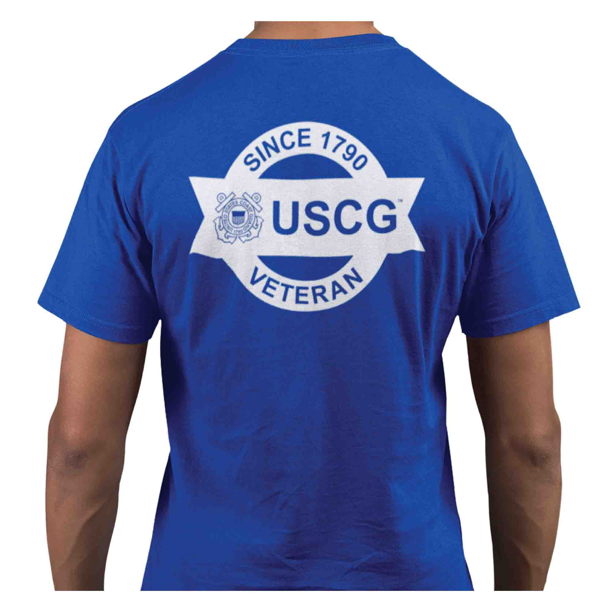 U.S. Coast Guard Veteran Custom Circle and Ribbon Graphic 2-sided T-shirt