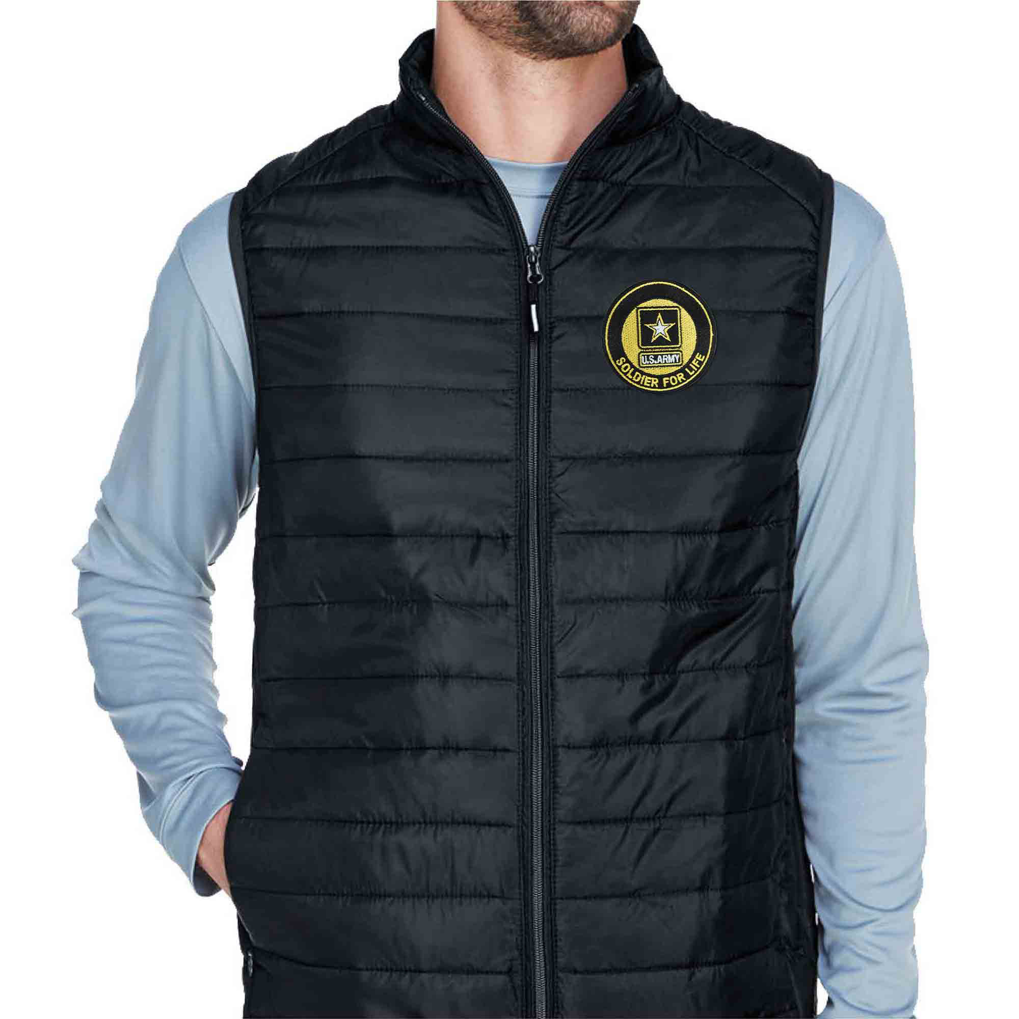 U.S. Army Puffer Vest with Embroidered US Army Soldier For Life