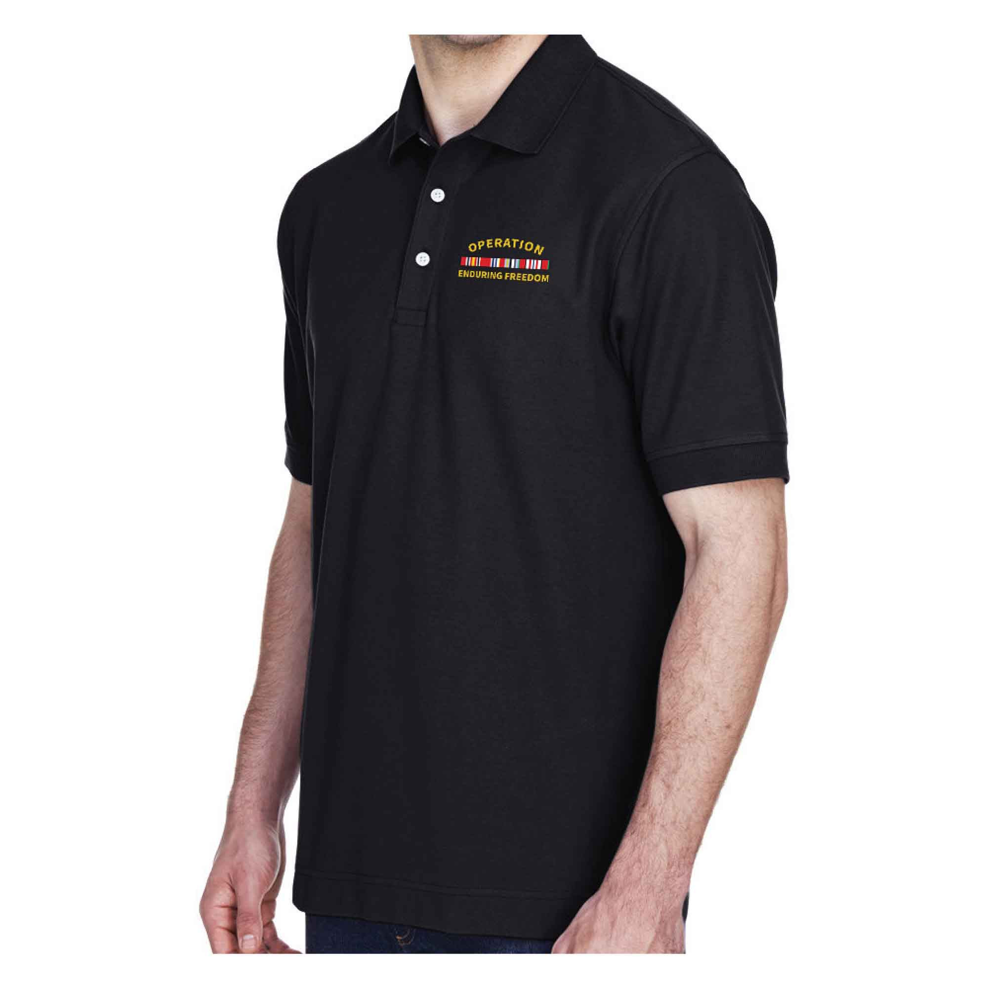 Operation Enduring Freedom Veteran Polo with Service Ribbon Embroidered