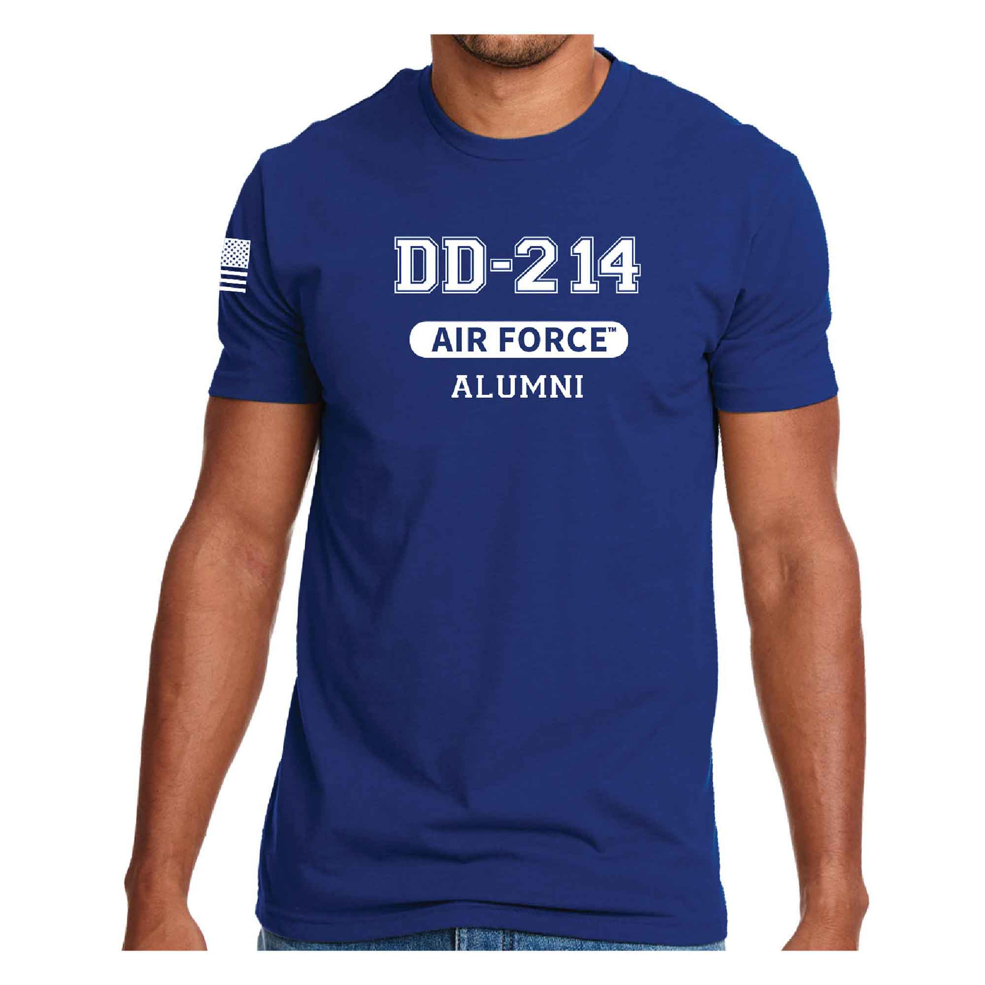 DD-214 Alumni Olive Drab T-Shirt with American Flag on Sleeve
