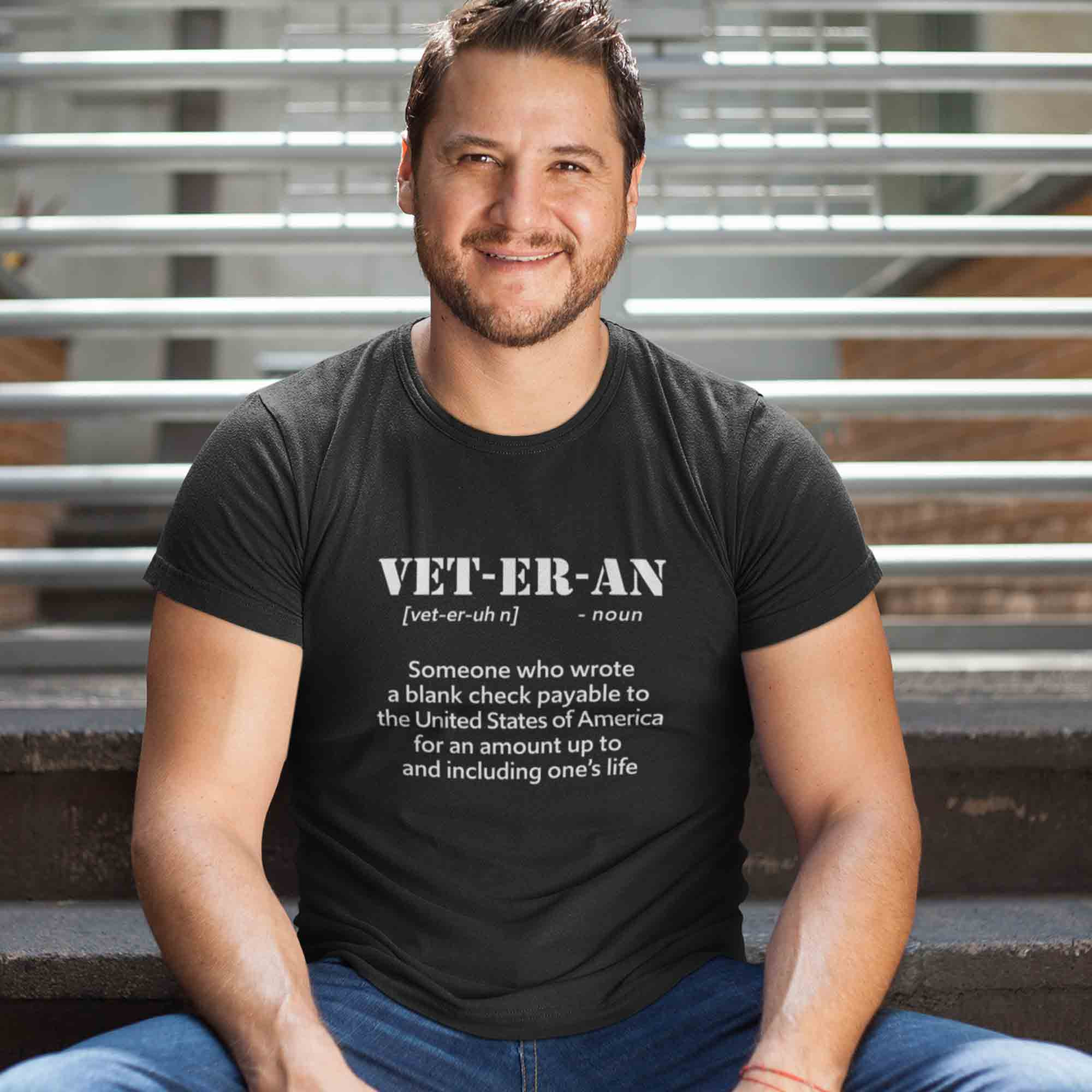 Veteran Definition T-Shirt with Meaning of Veteran Text