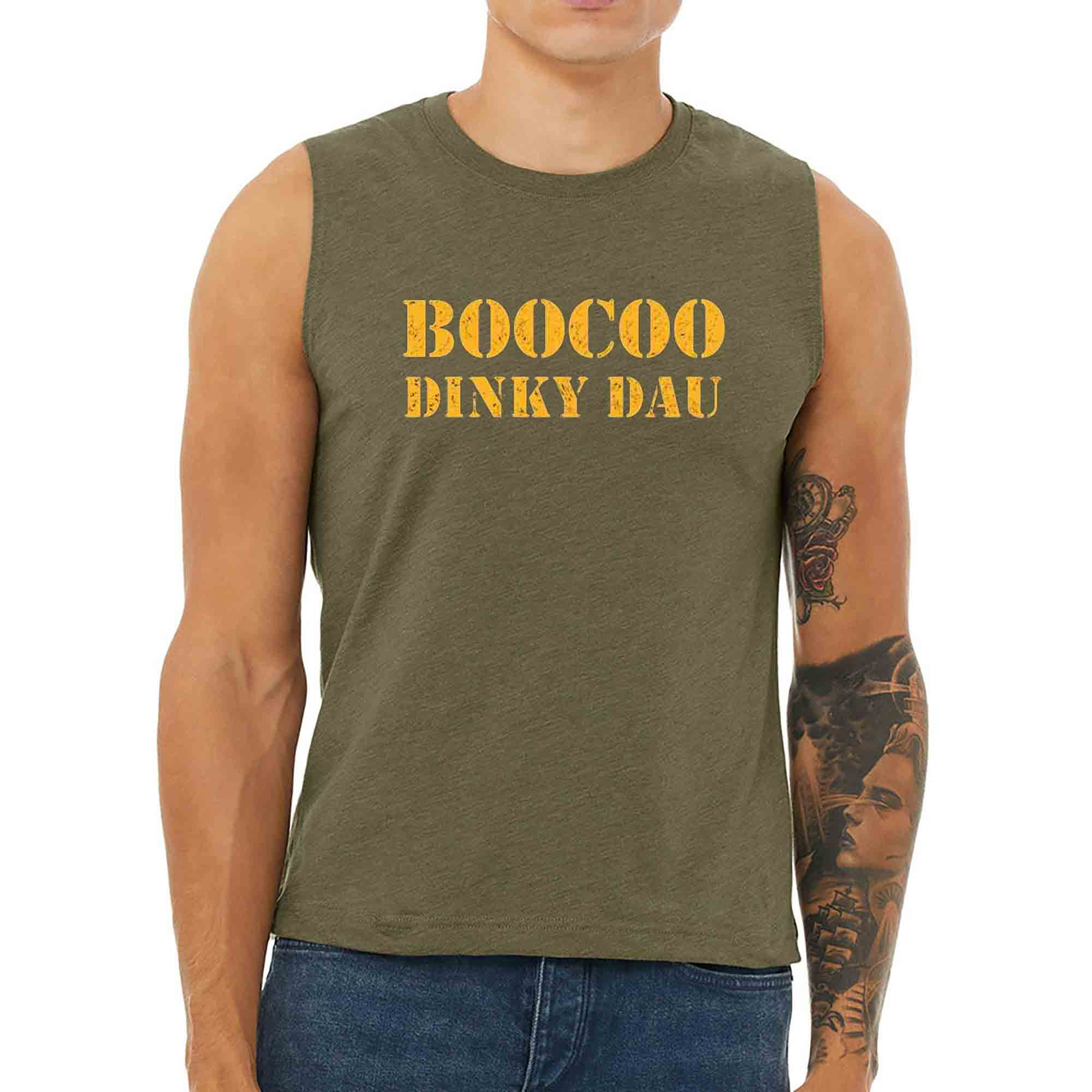Vietnam Veteran Sleeveless Shirt with Boocoo Dinky Dau text