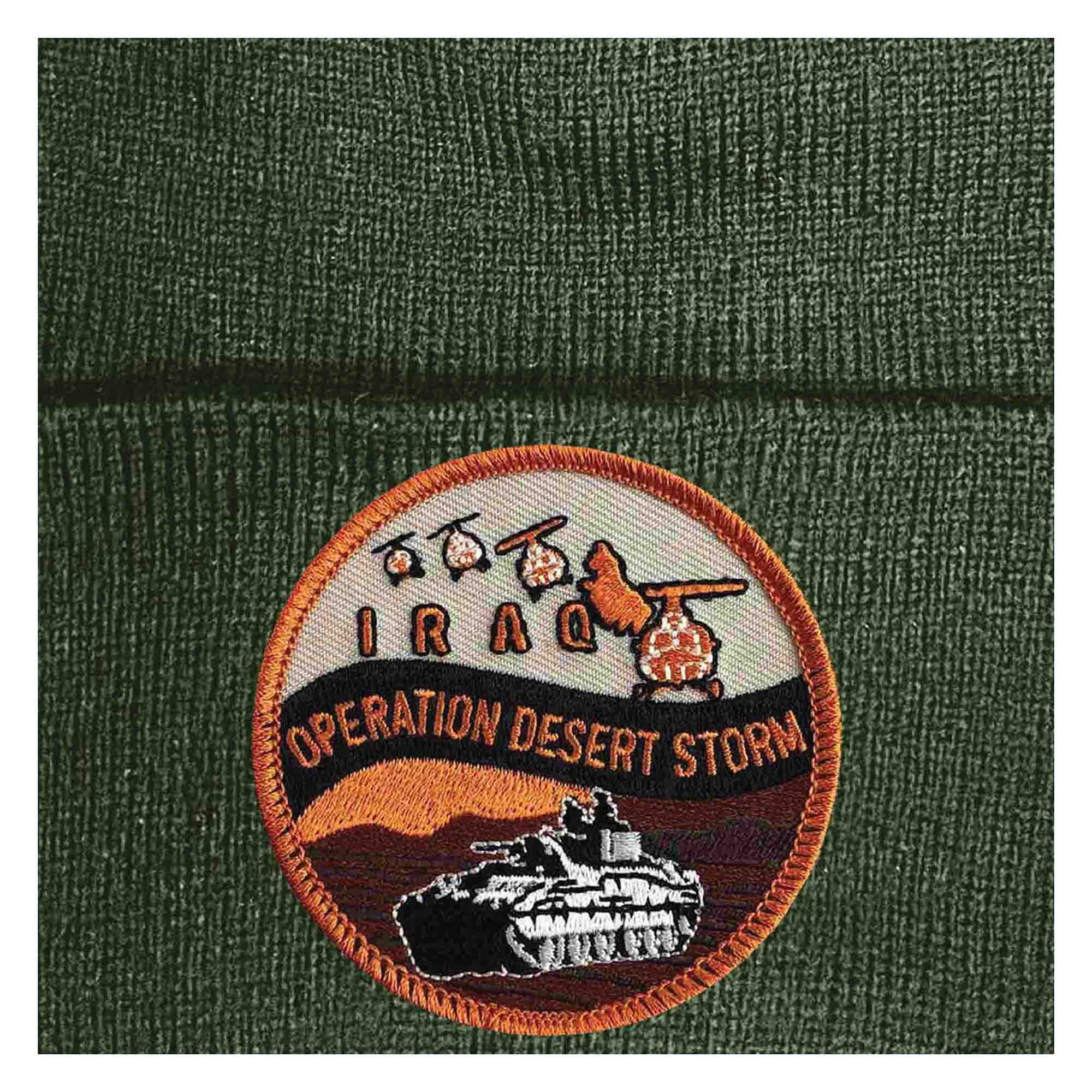 Beanie with Embroidered Patch Operation Desert Storm text and Iraq Map ...