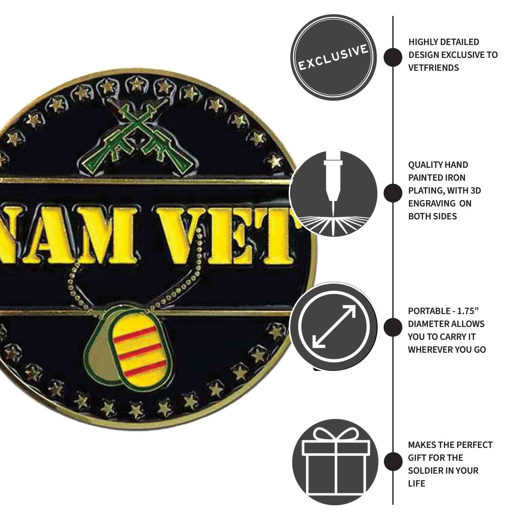 Vietnam Vet Challenge Coin with Helmet Graphics | Vetfriends
