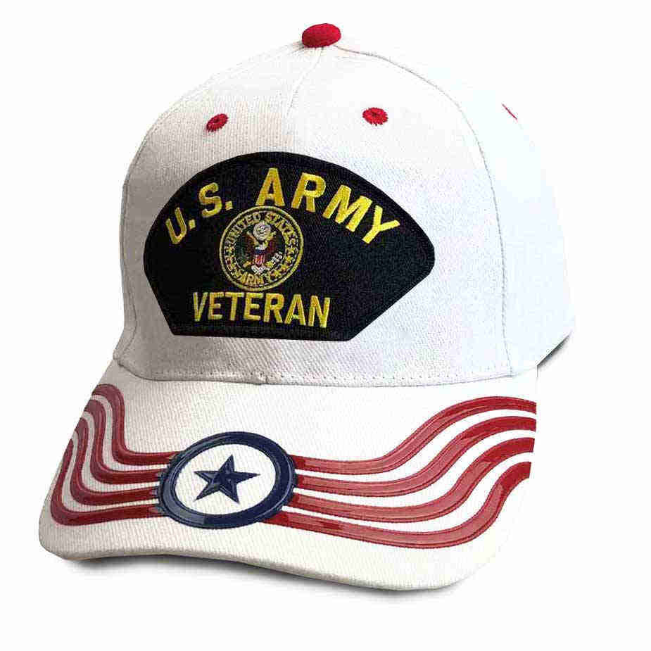 U.S. Army Veteran Hat with Army Crest and V Veteran Graphic