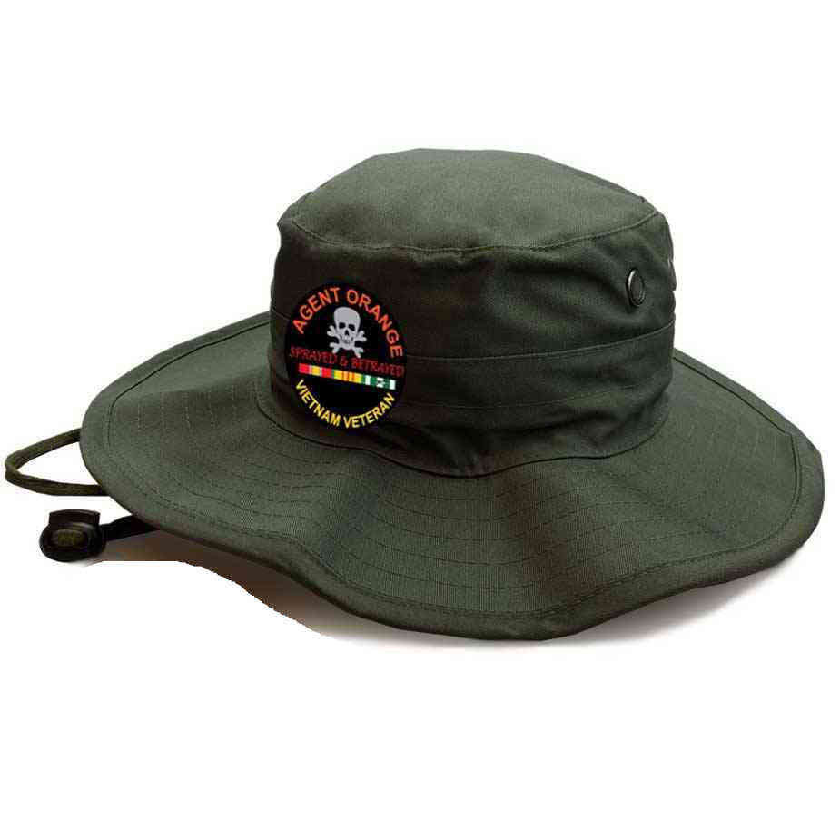 Vietnam Veteran Hat with Agent Orange on Vintage OD
