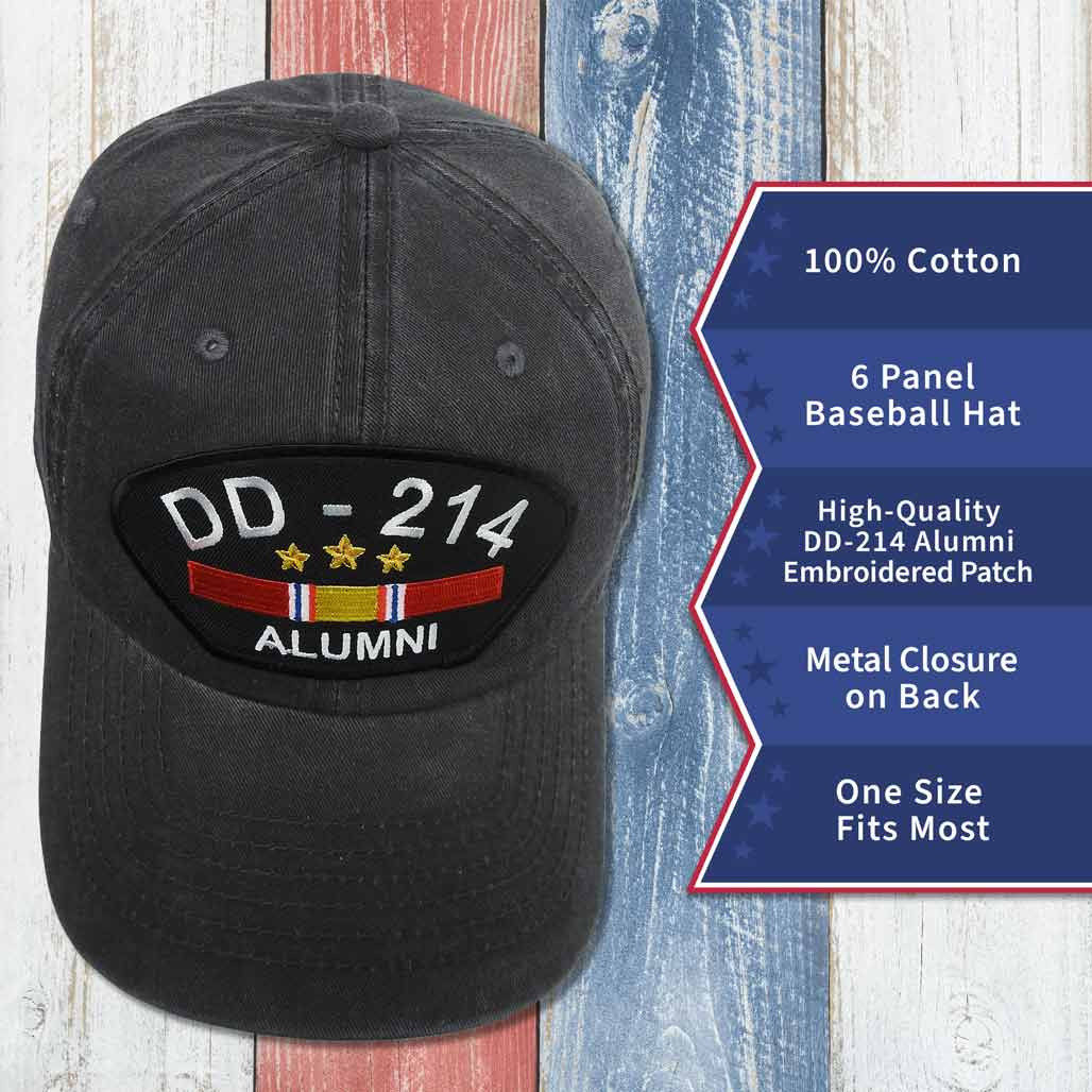 US Veteran DD-214 Alumni and Service Ribbon Vintage Grey Hat