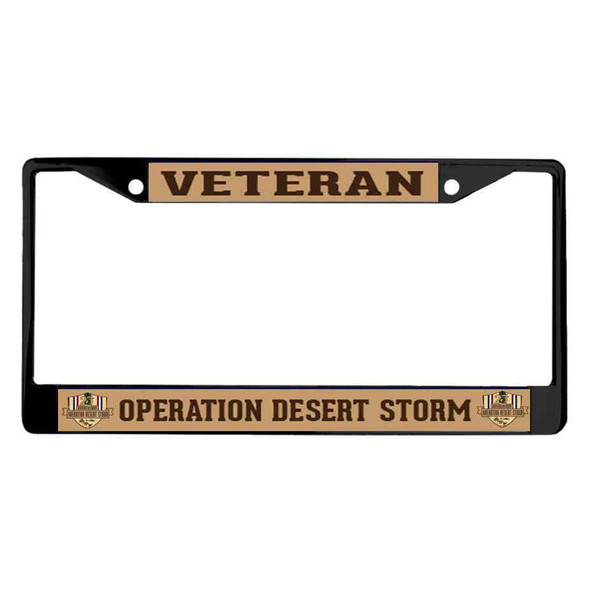 Desert Storm Veteran Metal License Plate Frame
