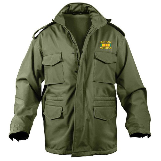Custom Embroidered Vietnam Veteran with Service Ribbon Soft Shell M-65 ...