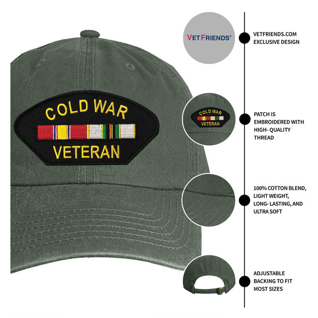 Veteran Hat with Cold War Veteran and National Service Ribbon Patch