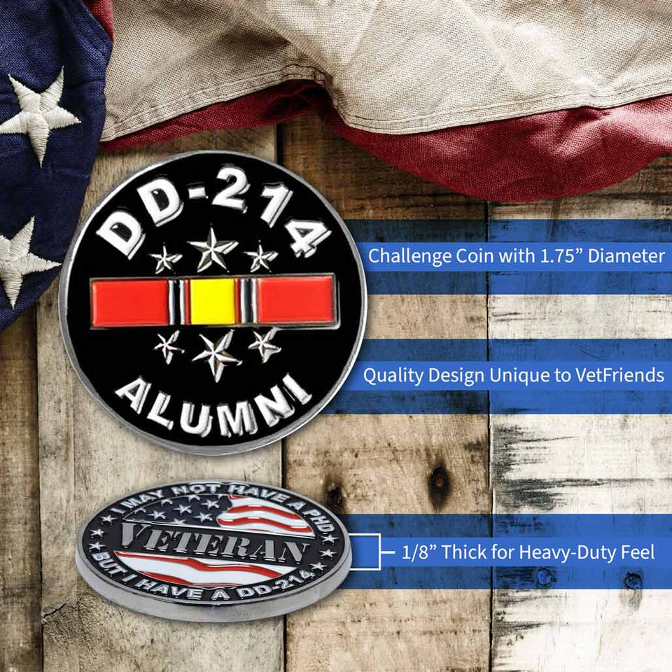 Veteran Challenge Coin w/ DD-214 and National Service Ribbon