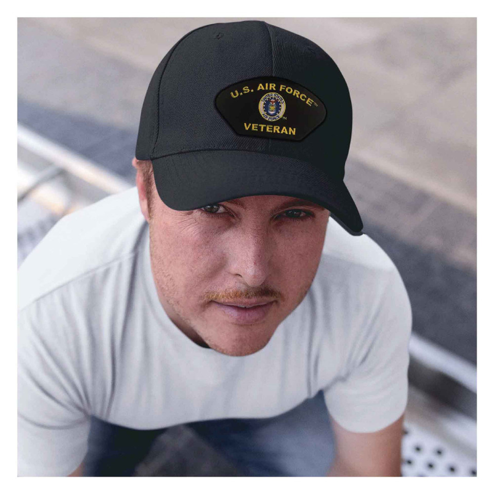 Officially Licensed by the U.S. Air Force Black 6 Panel Hat with USAF ...