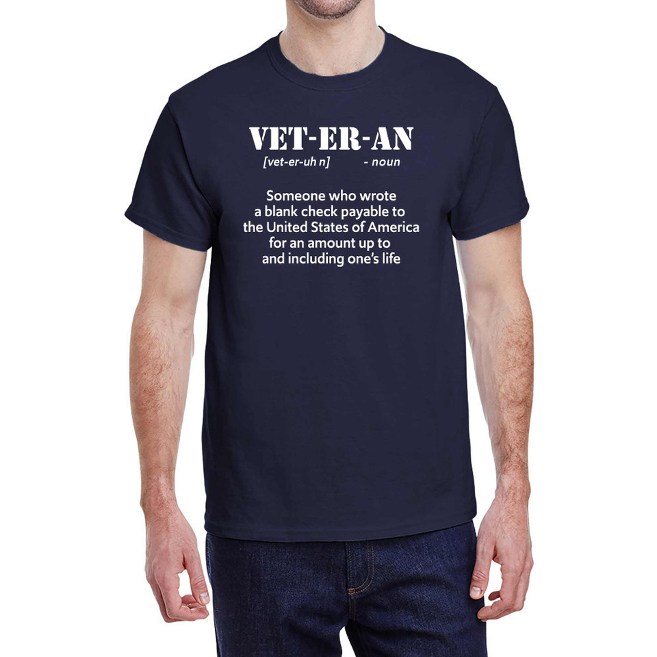 Veteran Definition T-Shirt with Meaning of Veteran Text