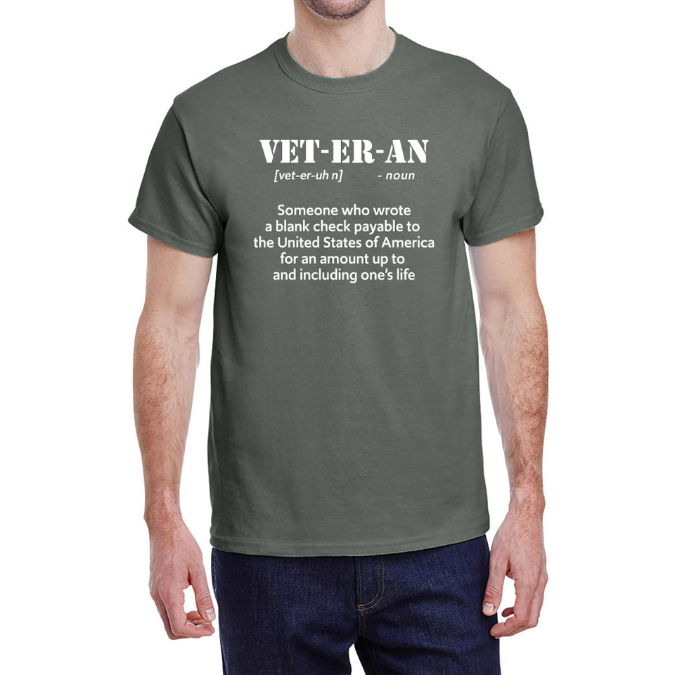 Veteran Definition T-Shirt with Meaning of Veteran Text