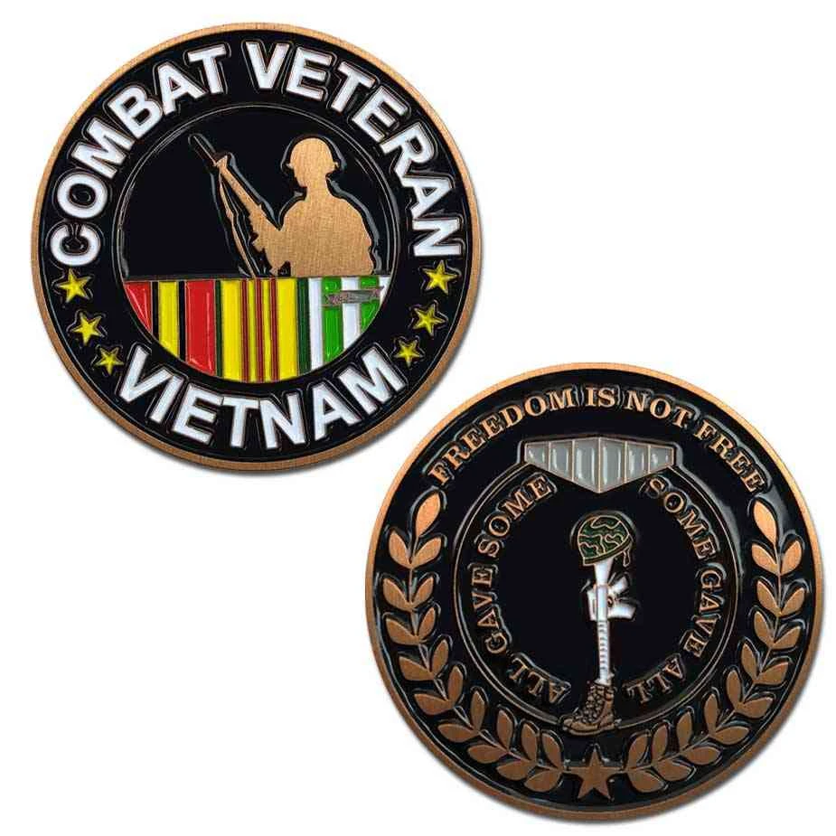 Vietnam Vet Challenge Coin with 3 Medals and Dragon