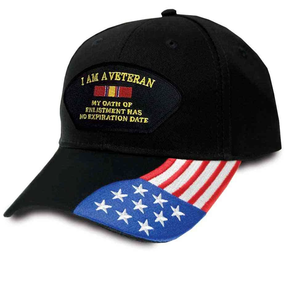 US Veteran Hat with Embroidered Stars and Stripes