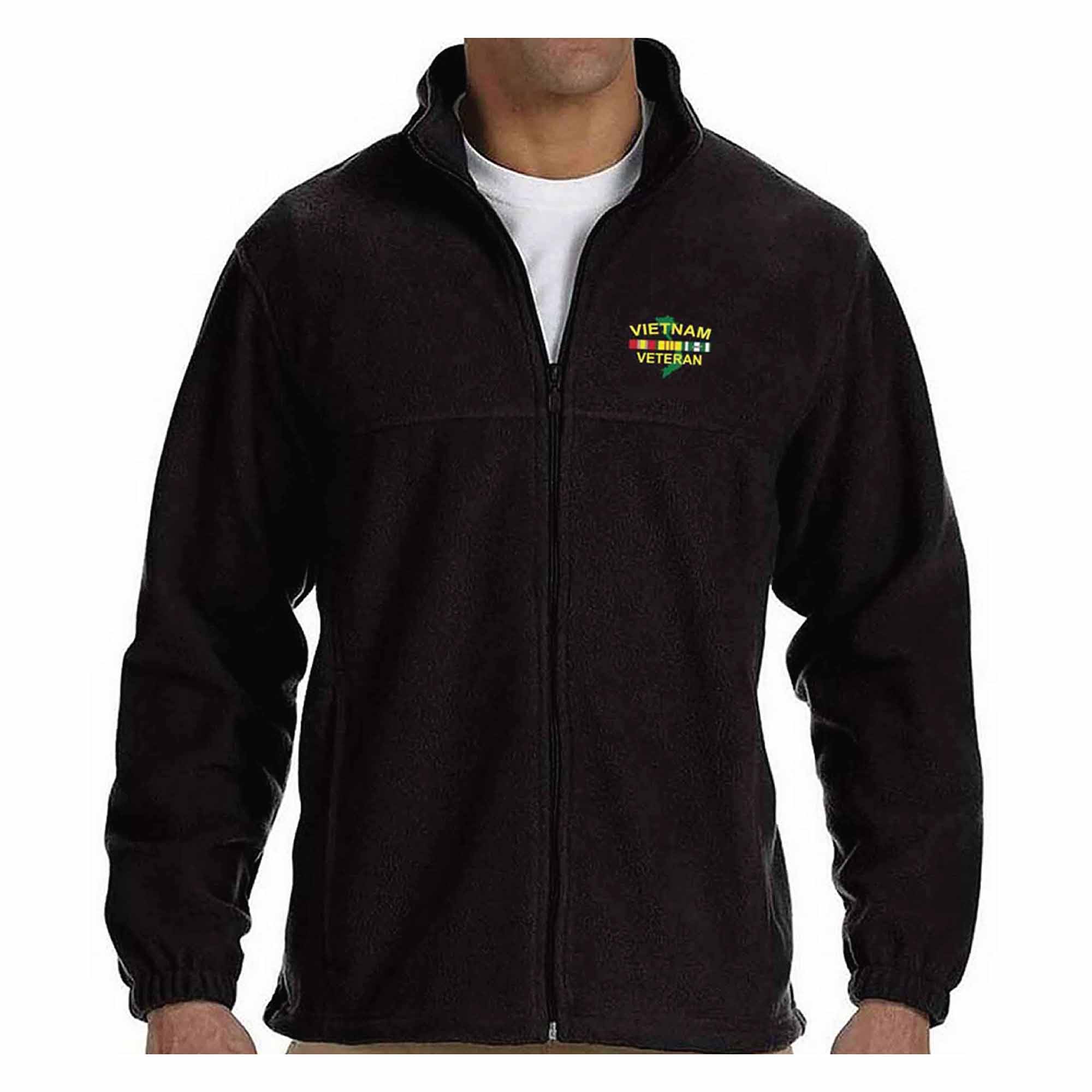 Vietnam Veteran Embroidered Ribbon Fleece Jacket with Map