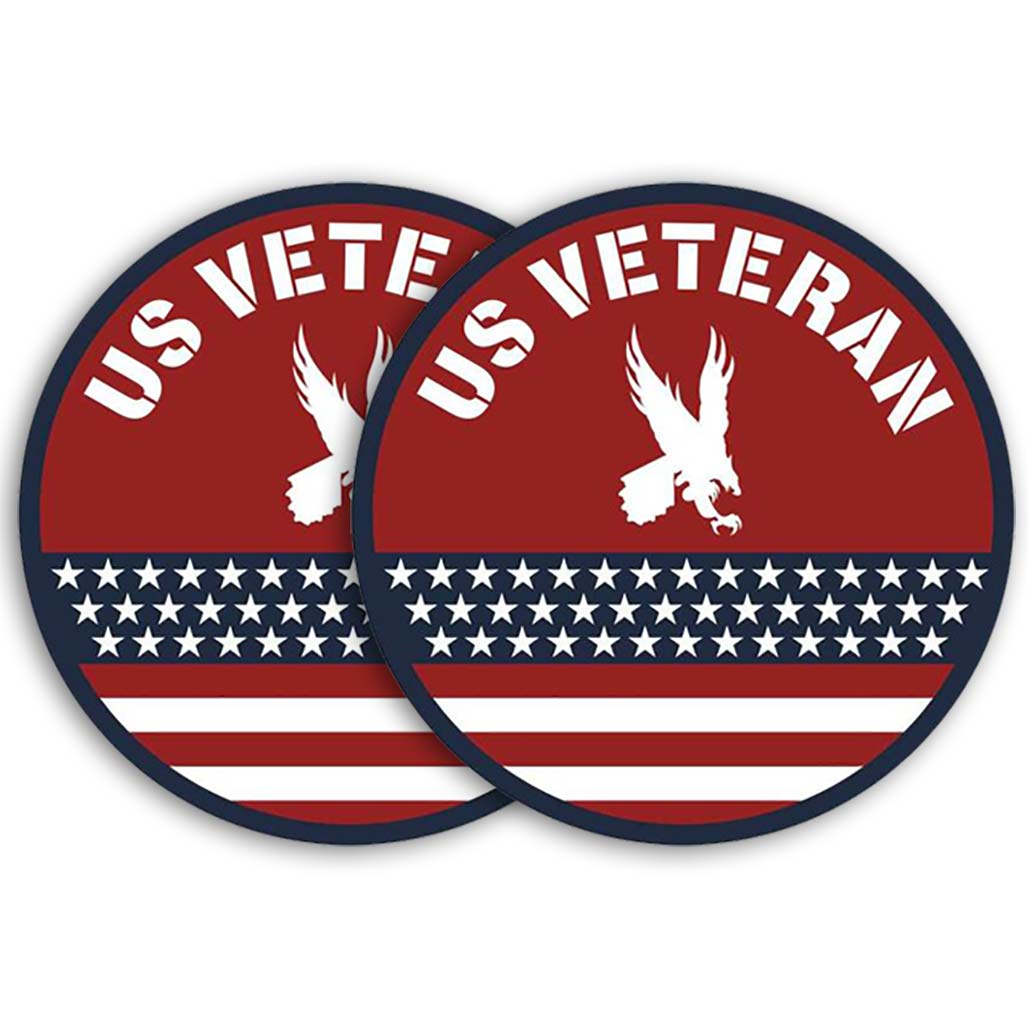 US Veteran Circle Decal Sticker with Flag Graphic