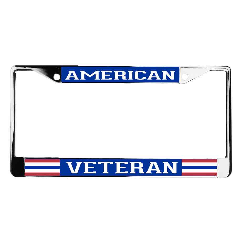 Patriotic American Veteran Metal License Plate Frame