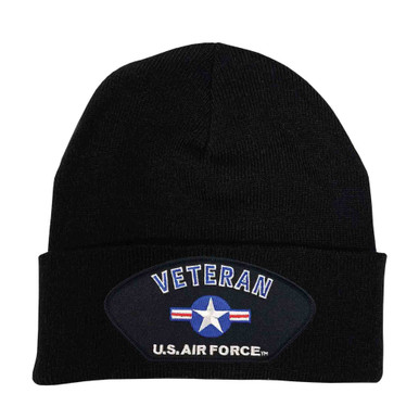 USAF Veteran with Roundel Graphic Custom Edition Patch Black Knit ...