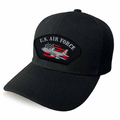Officially Licensed U.S. Air Force USA Flag and Aircraft Black Patch Hat