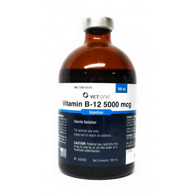 Vitamin B-12 5000 mcg Sterile Solution Injection, 100mL - VetOne ...