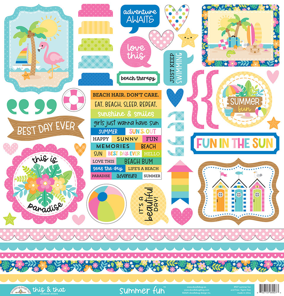 Summer Fun Bits & Pieces - Doodlebug Designs - Pink and Main LLC