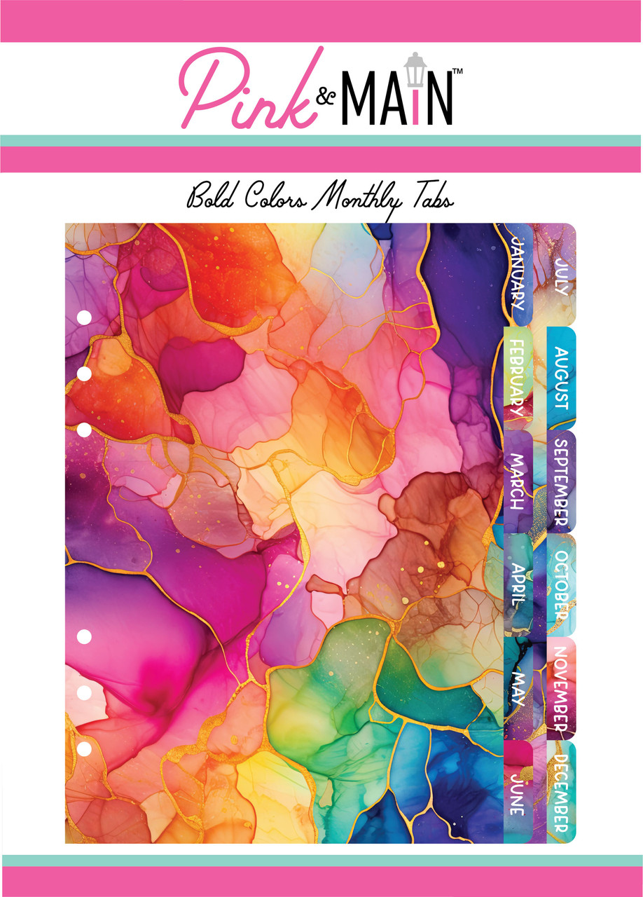 Bold Colors Monthly Tabs - Pink and Main LLC