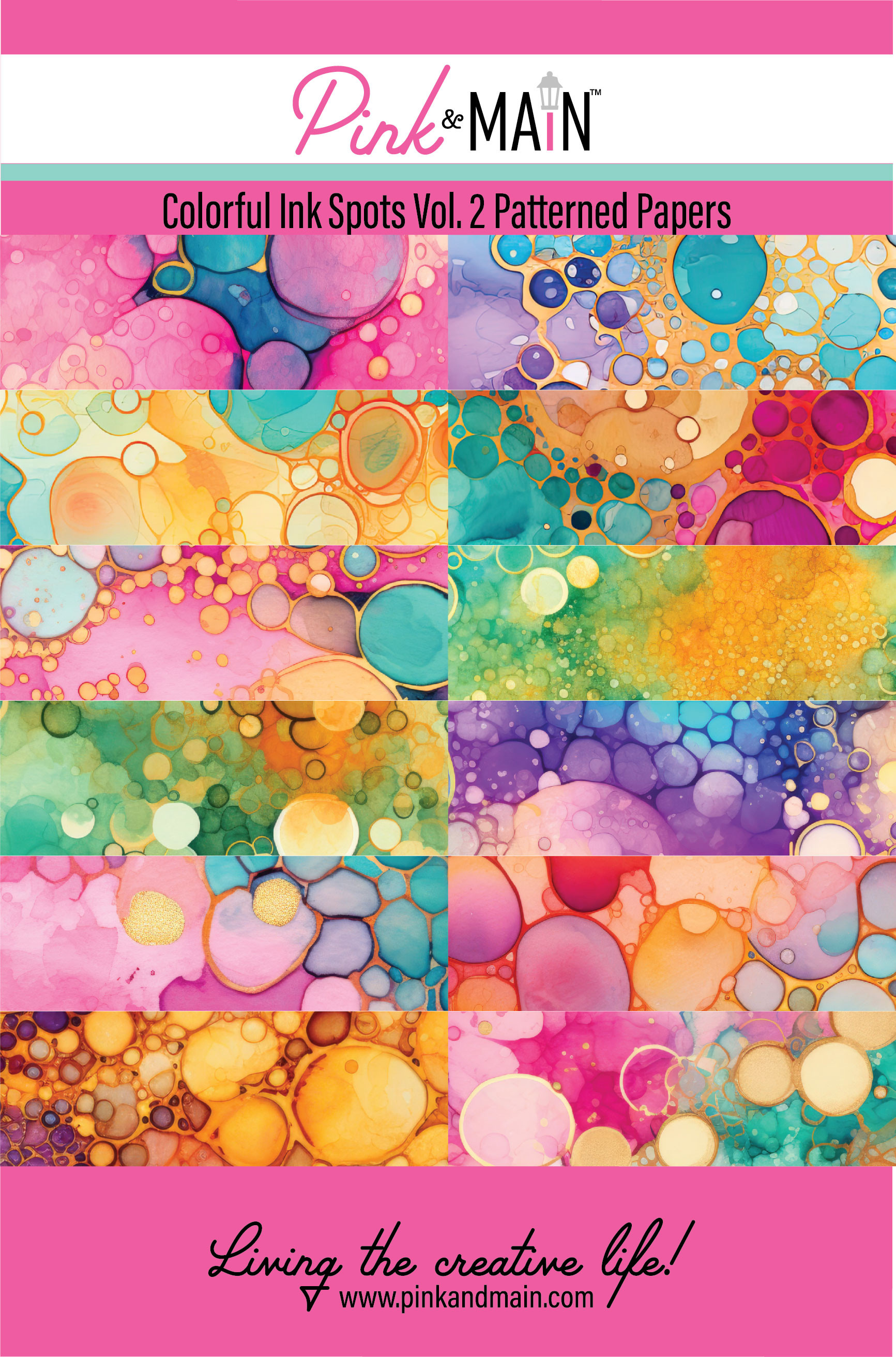 Colorful Ink Spots Vol. 2 Paper Pack 8.5 x 5.5 - Pink and Main LLC