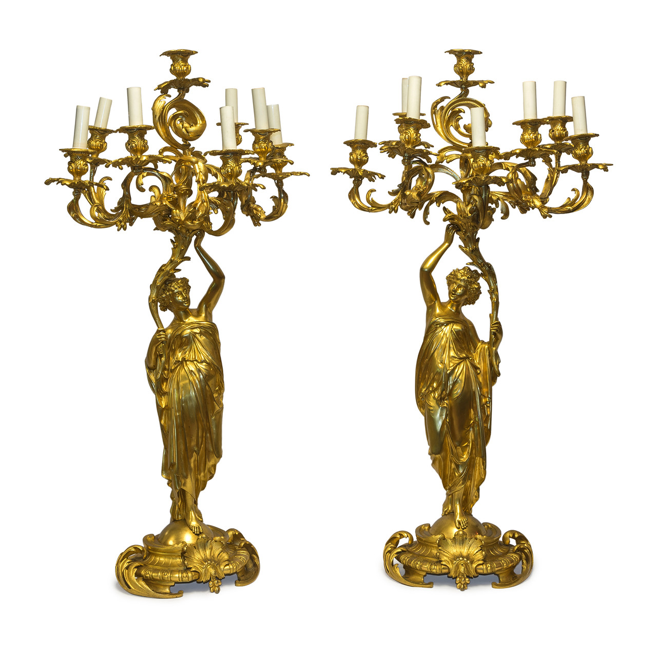 Important Pair of Fine Quality Large Gilt Bronze-Mounted Eight-Arm ...