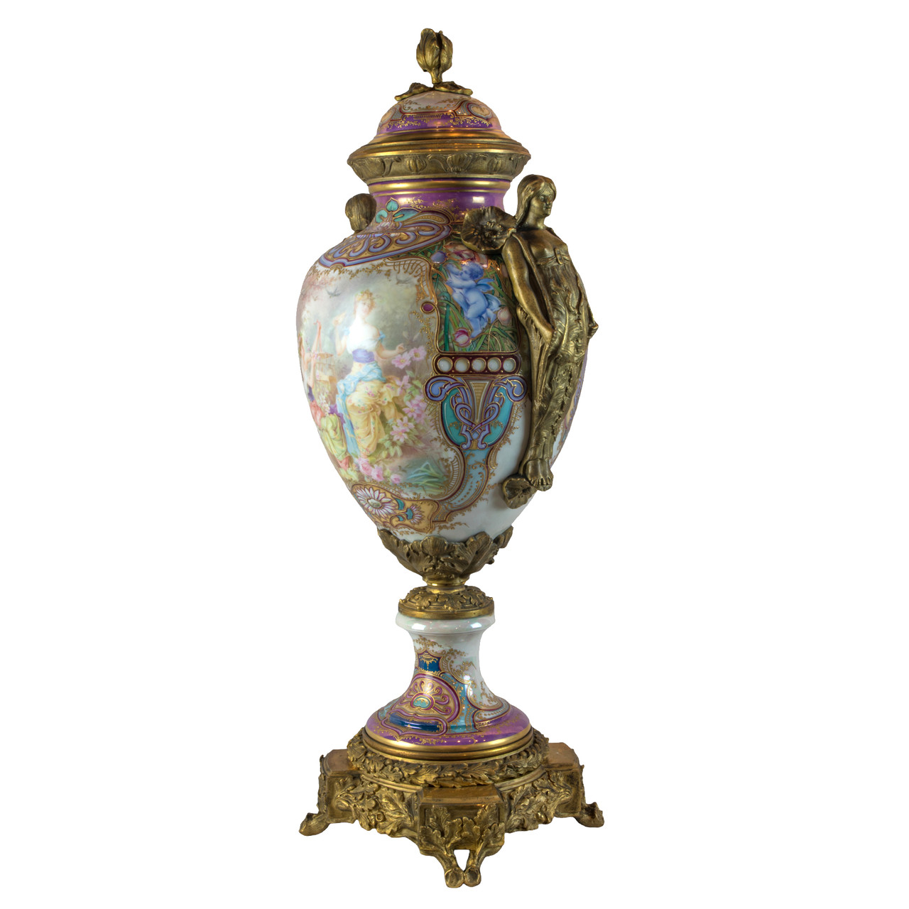 A Fine Quality Monumental Sèvres Style Art Nouveau Gilt-Bronze Mounted ...
