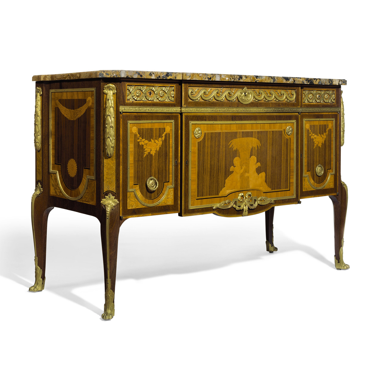 A Stunning Ormolu Mounted Amaranth Marquetry Commode by Paul Sormani ...