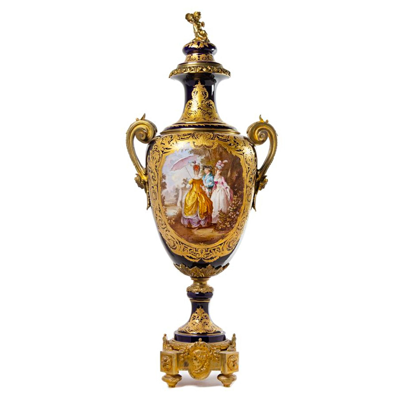A Fine Quality Sevres-Style Gilt Bronze Mounted Painted Porcelain ...