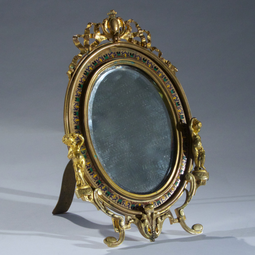 French Ormolu and Champlevé Enamel Dressing-Table Mirror - F&P Associates