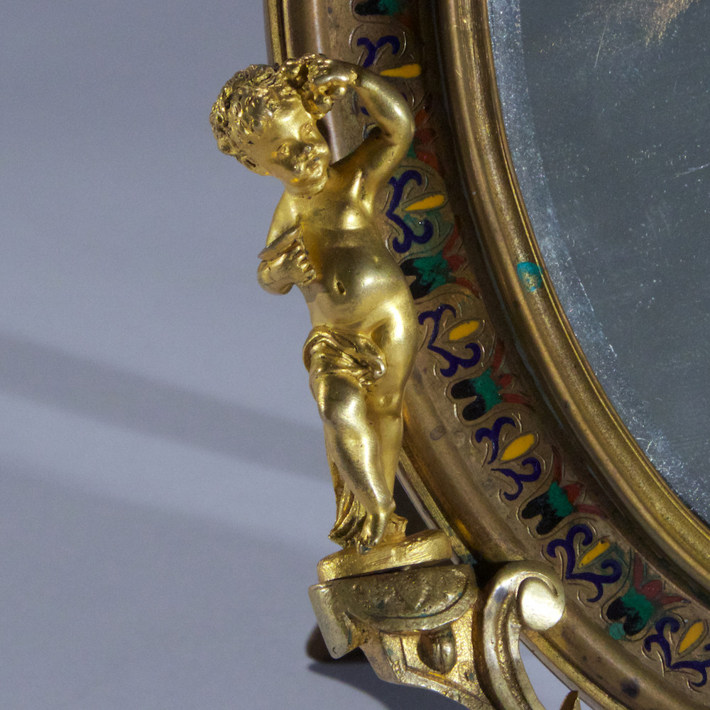 French Ormolu and Champlevé Enamel Dressing-Table Mirror - F&P Associates