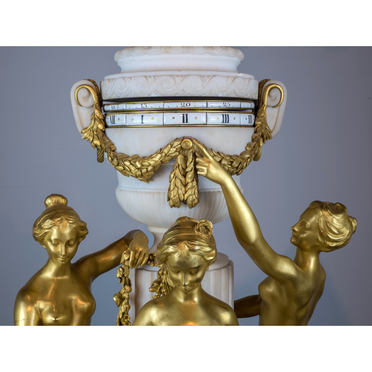 Exceptional and unique gilt bronze and white marble ‘Three Graces ...